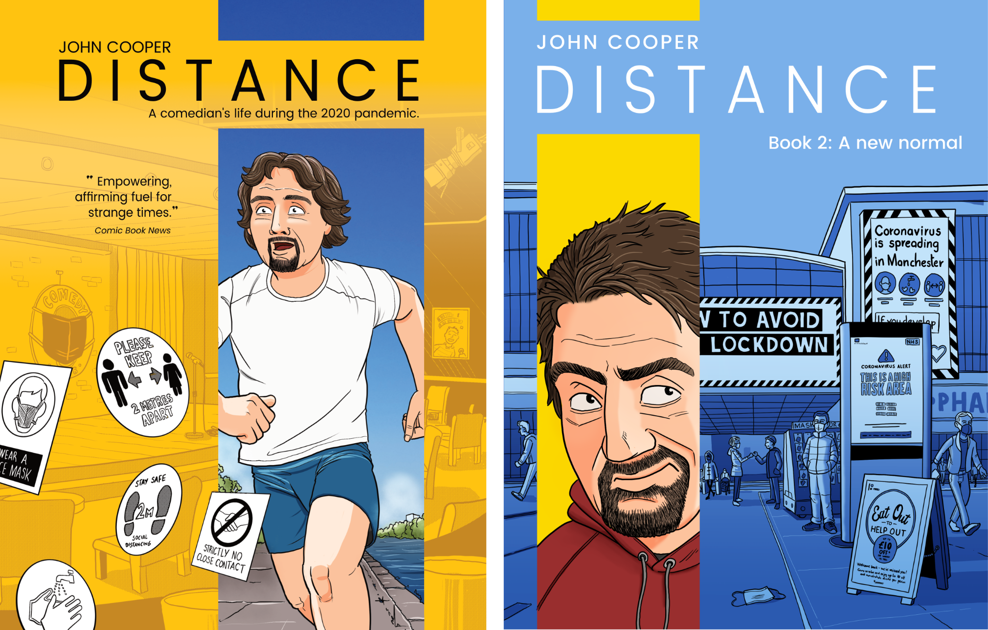 Distance. A topical comic strip about life during covid